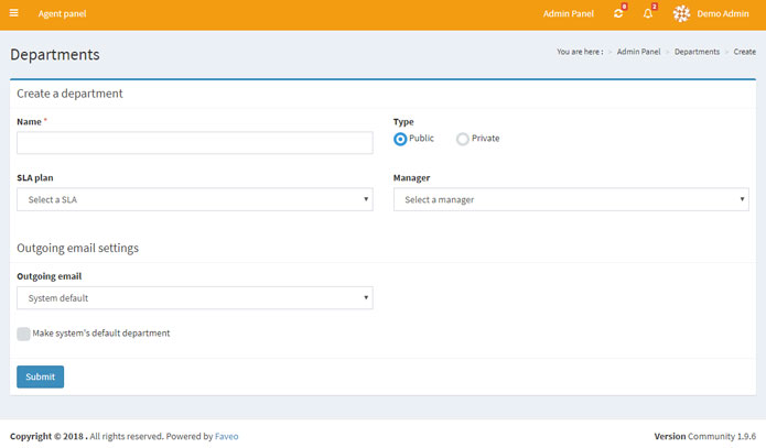 Departments · faveosuite/faveo-helpdesk Wiki · GitHub